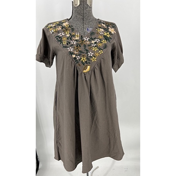 Hidden Alley | Dresses | Hidden Alley A Line Puff Sleeve Cotton Linen ...